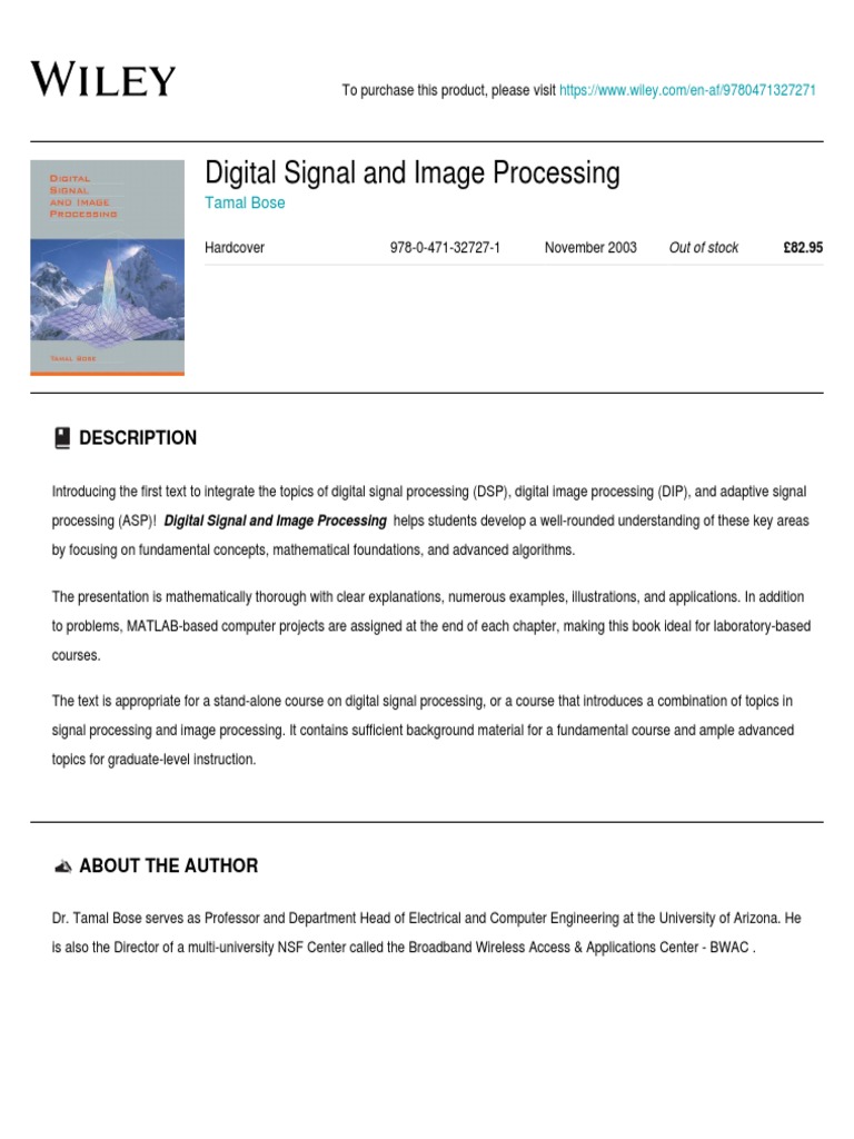 Wiley - Digital Signal and Image Processing - 978-0-471-32727-1 PDF ...
