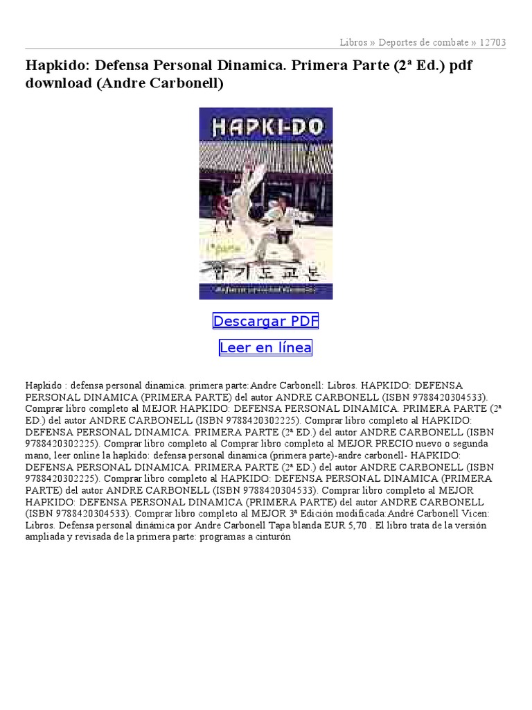 Hapkido Defensa Personal Dinamica Primera Parte (2 Ed) | PDF