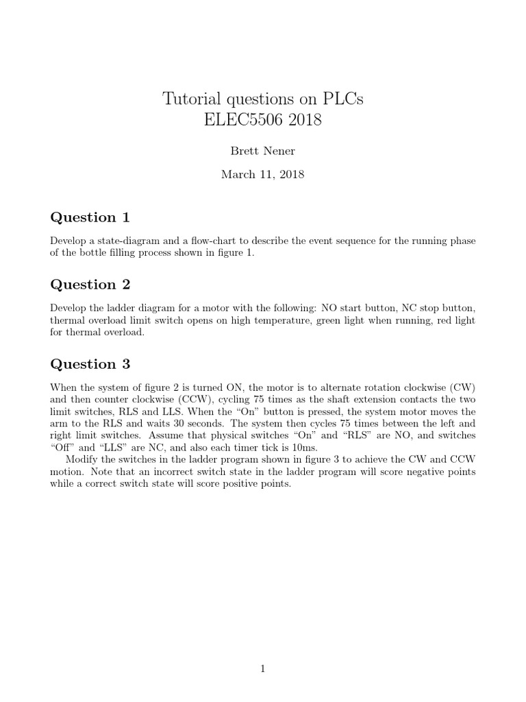 PLC Tutorial Questions PDF | PDF