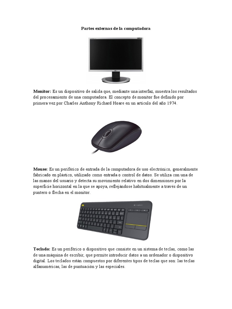 Partes Externas de La Computadora | PDF | Periférico | Hardware de la ...