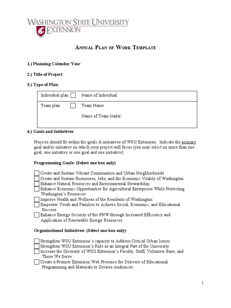 Plan of Work | PDF | Goal | Resource