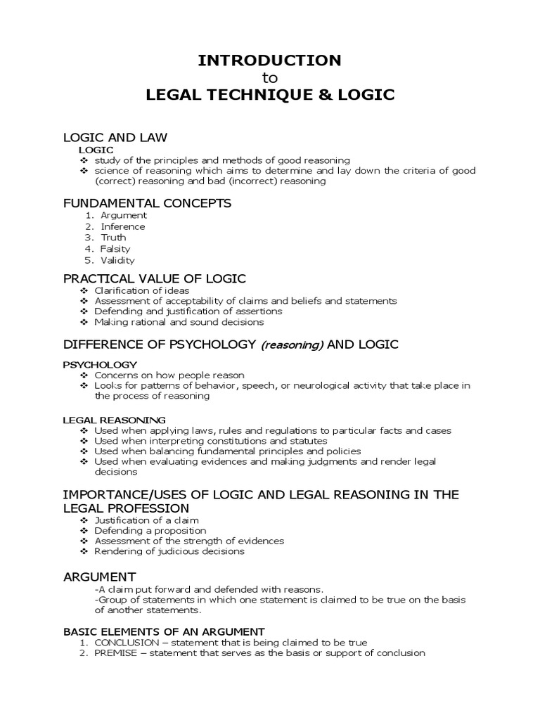 Intro To Legal Technique and Logic | PDF | Logic | Reason