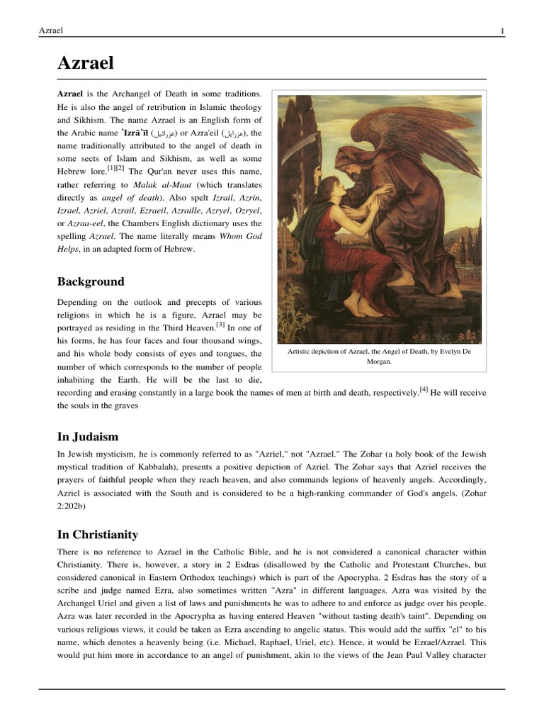 Azrael Angel of Death PDF | PDF | Theology | Abrahamic Religions