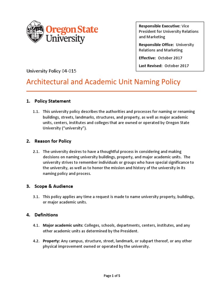 Architectural and Academic Unit Naming Policy | Download Free PDF ...