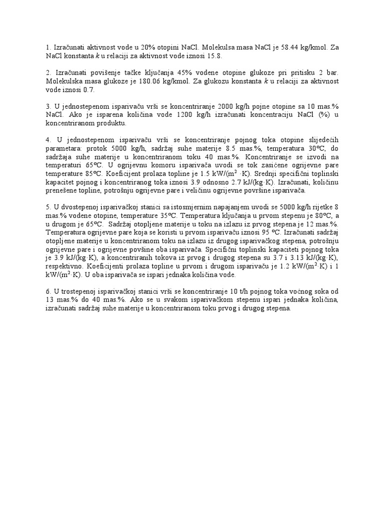 Toplinske I Difuzione Operacije - Isparavanje | PDF