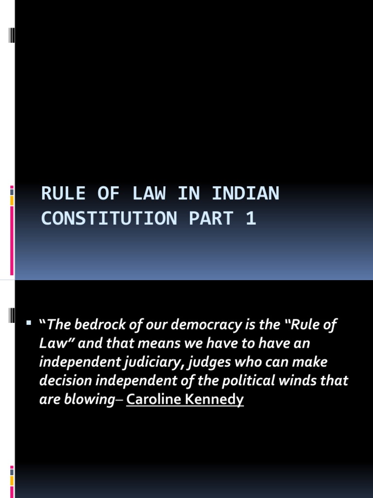 Rule of Law in Indian Constitution Part 1 | Download Free PDF | Rule Of ...