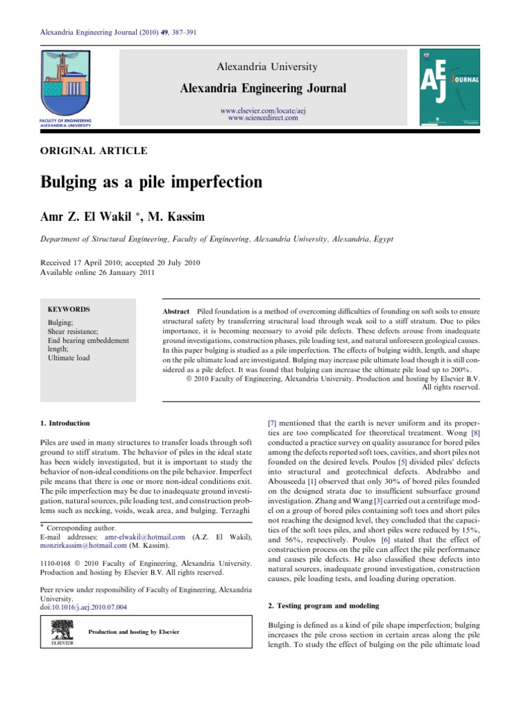 Bulging As A Pile Imperfection | PDF | Deep Foundation | Geotechnical ...