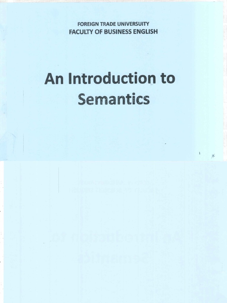 An Introduction To Semantics - Slides PDF | PDF
