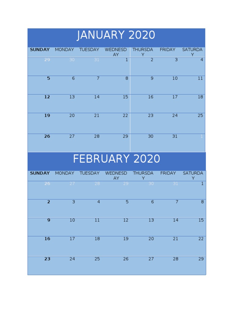 2020 Monthly Calendar Overview | PDF