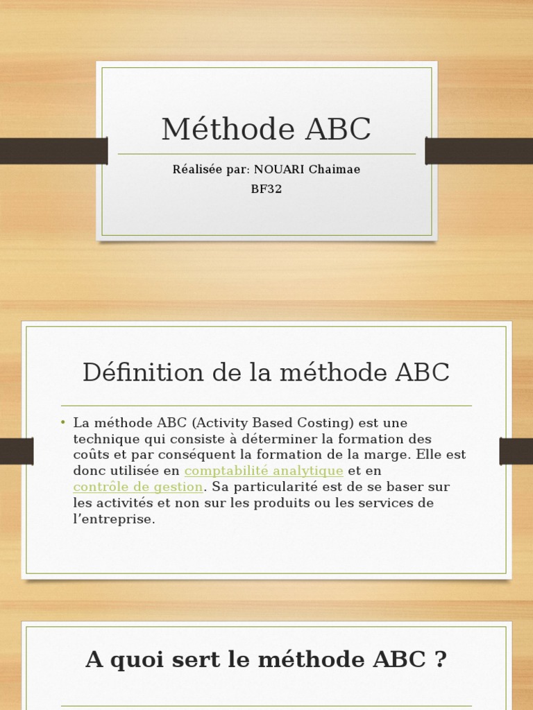 Comprendre la méthode ABC en gestion | PDF | Économie d'entreprise ...