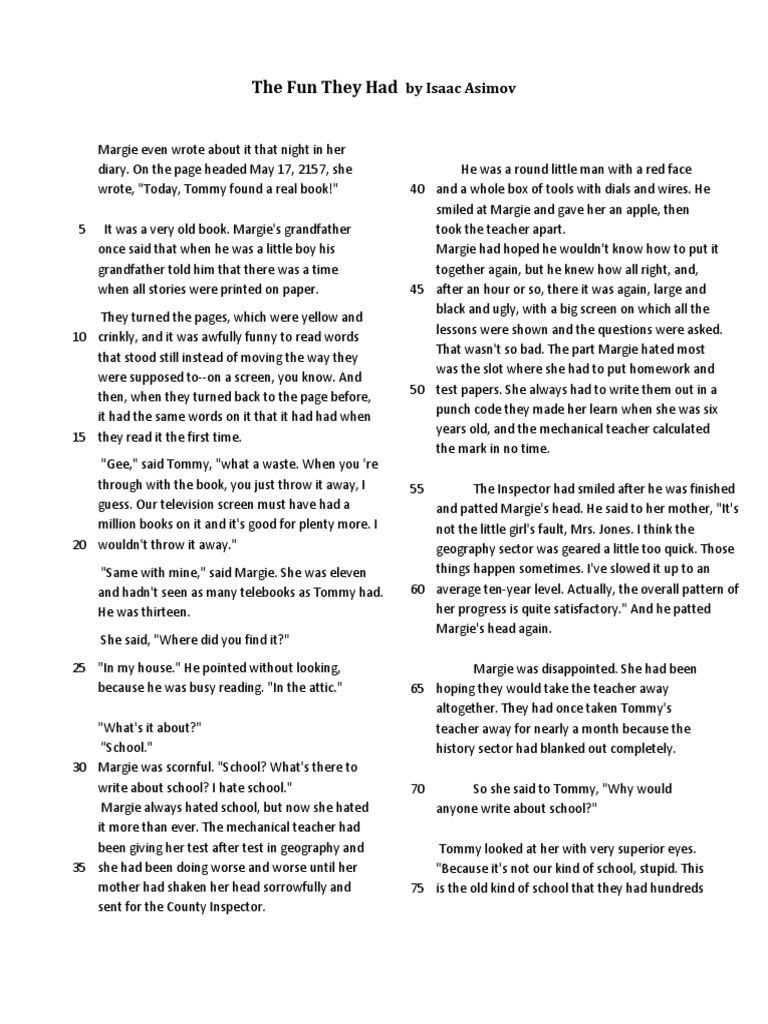 The Fun They Had: by Isaac Asimov | PDF | Books