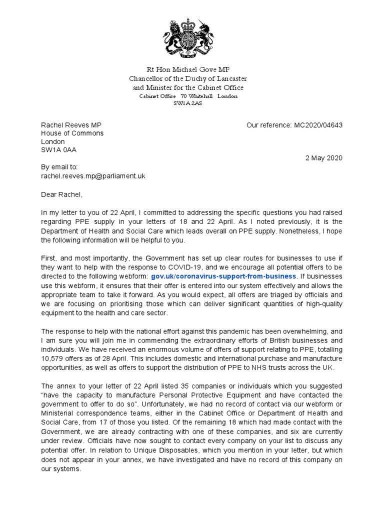 Letter From CDL Addressed to Rachel Reeves MP | National Health Service ...