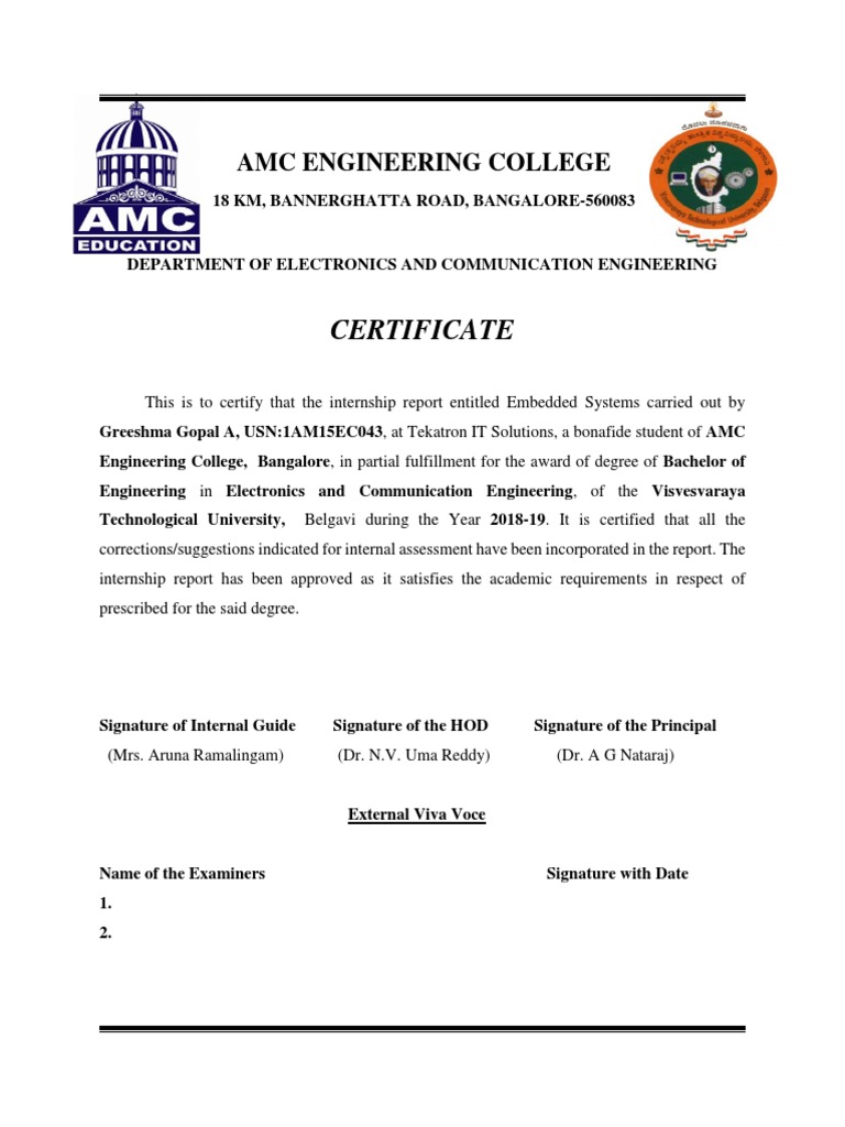 Certificate: Amc Engineering College | PDF | Central Processing Unit ...