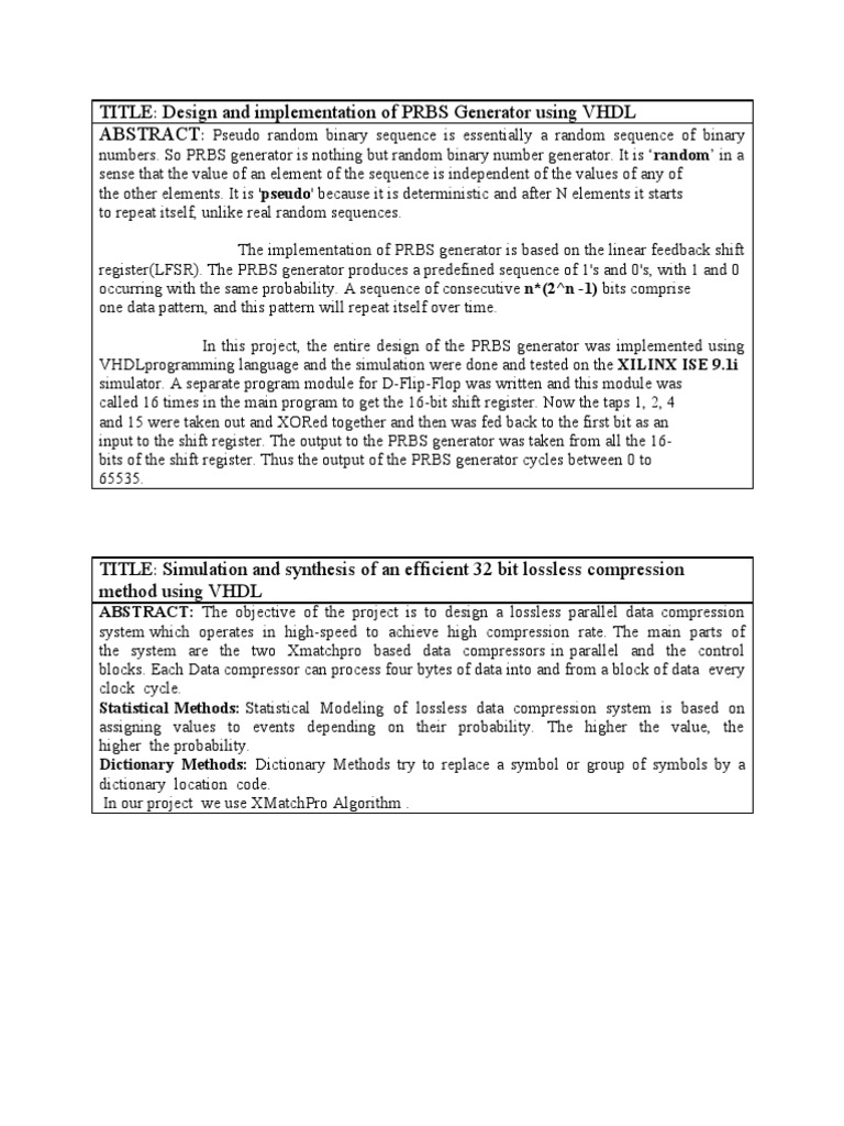 Title Design and Implementation of PRBS Generator Using VHDL | PDF | Cryptography | Encryption