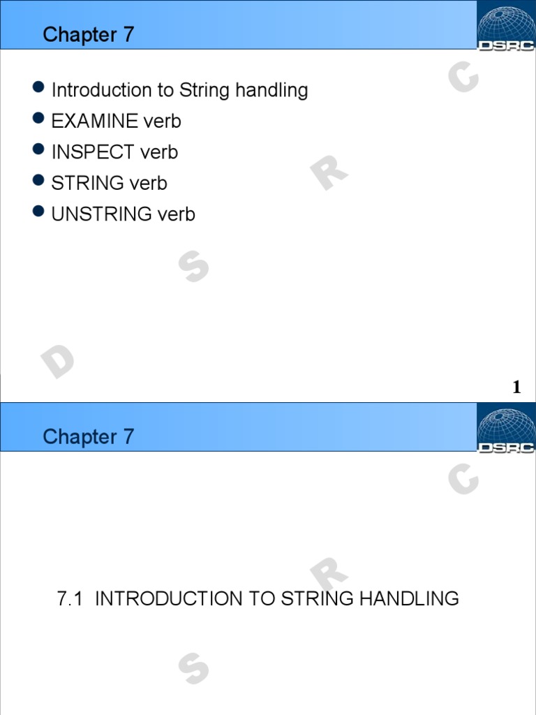 Introduction To String Handling EXAMINE Verb INSPECT Verb STRING Verb ...