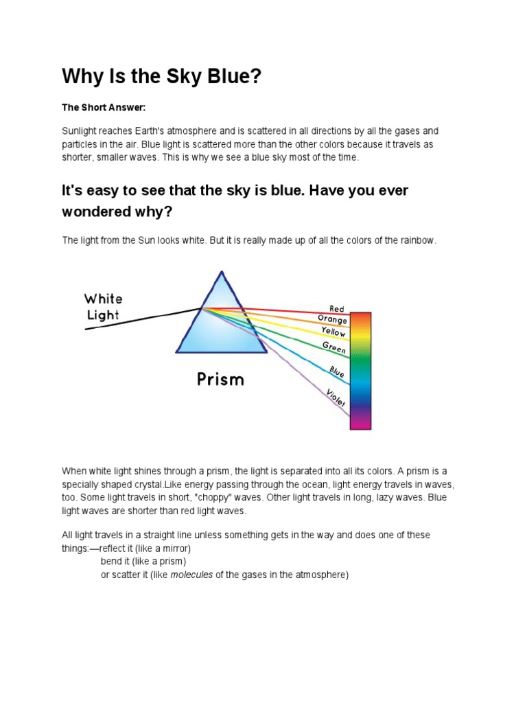 Why Is The Sky Blue | PDF | Sky | Sunset