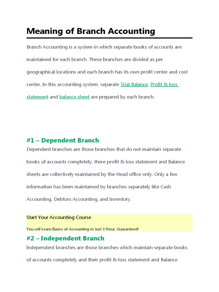 Meaning of Branch Accounting | PDF | Accounting | Inventory