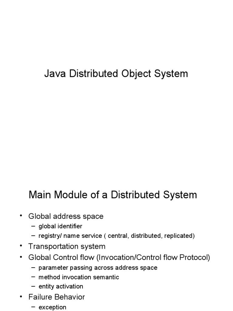 Java Distributed Object System Pdf Object Computer Science Java 
