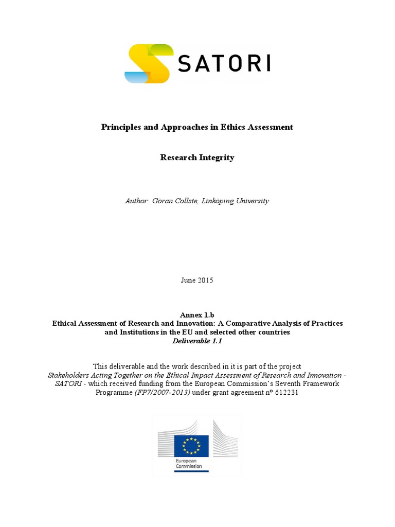 Principles and Approaches in Ethics Assessment | PDF | Integrity ...