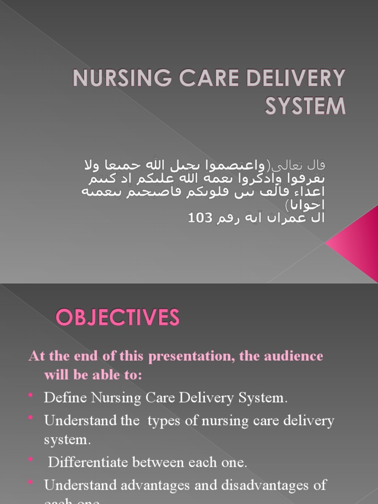 Overview of Nursing Care Delivery Systems | PDF | Nursing | Leadership