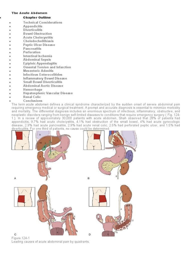 The Acute Abdomen: Chapter Outline | PDF | Gallbladder | Medical Ultrasound