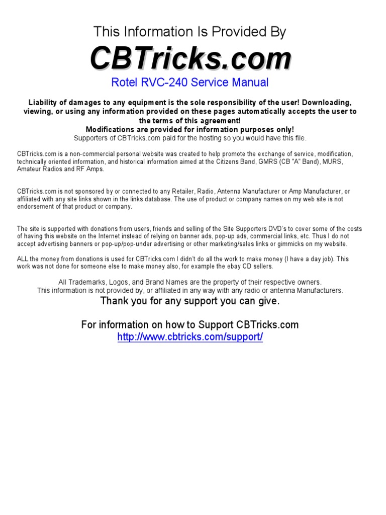 Rotel RVC 240 SM PDF | PDF