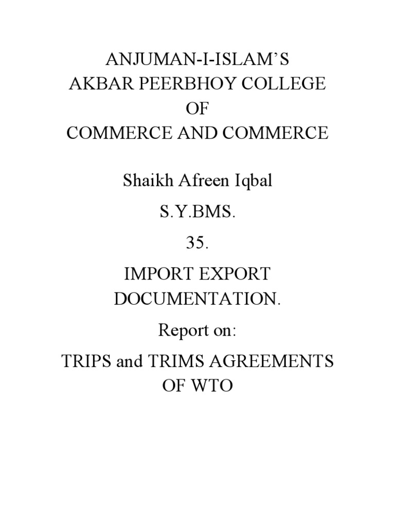 TRIPS and TRIMS Agreements Overview | PDF | Trips Agreement | World ...