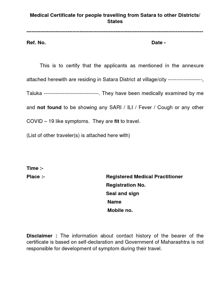 Medical Certificate | PDF