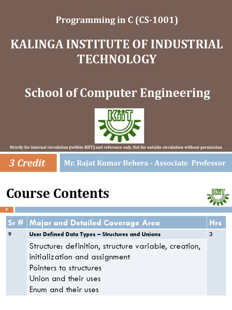 Programming in C - User Defined Data Types - Structures and Unions PDF | Download Free PDF ...