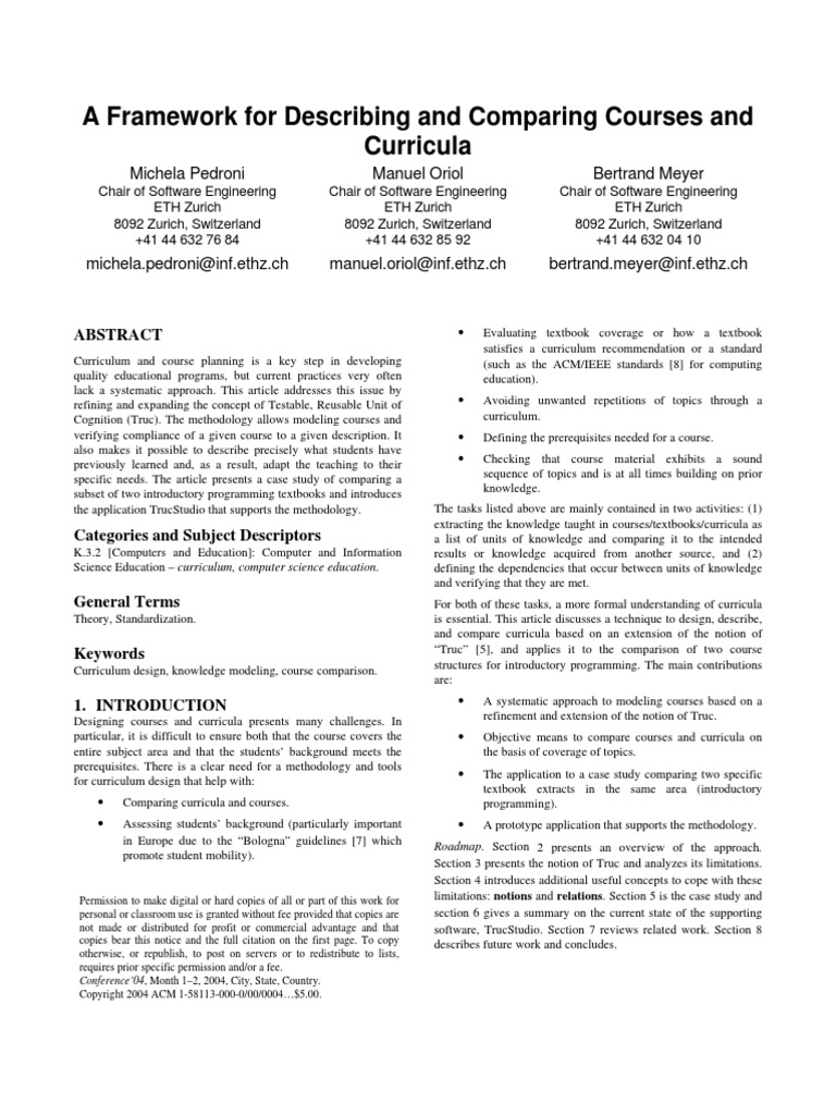 A Framework For Describing and Comparing PDF | Download Free PDF ...