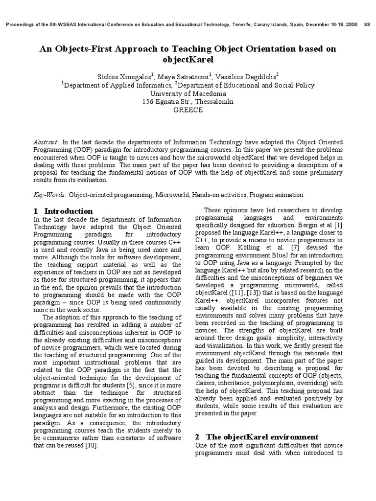 An Objects-First Approach To Teaching Ob | PDF | Class (Computer ...