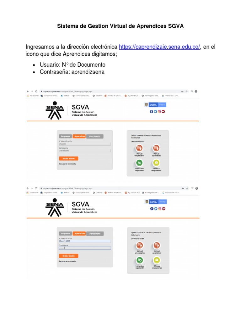 Paso A Paso Sistema de Gestion Virtual de Aprendices SGVA - Aprendices ...