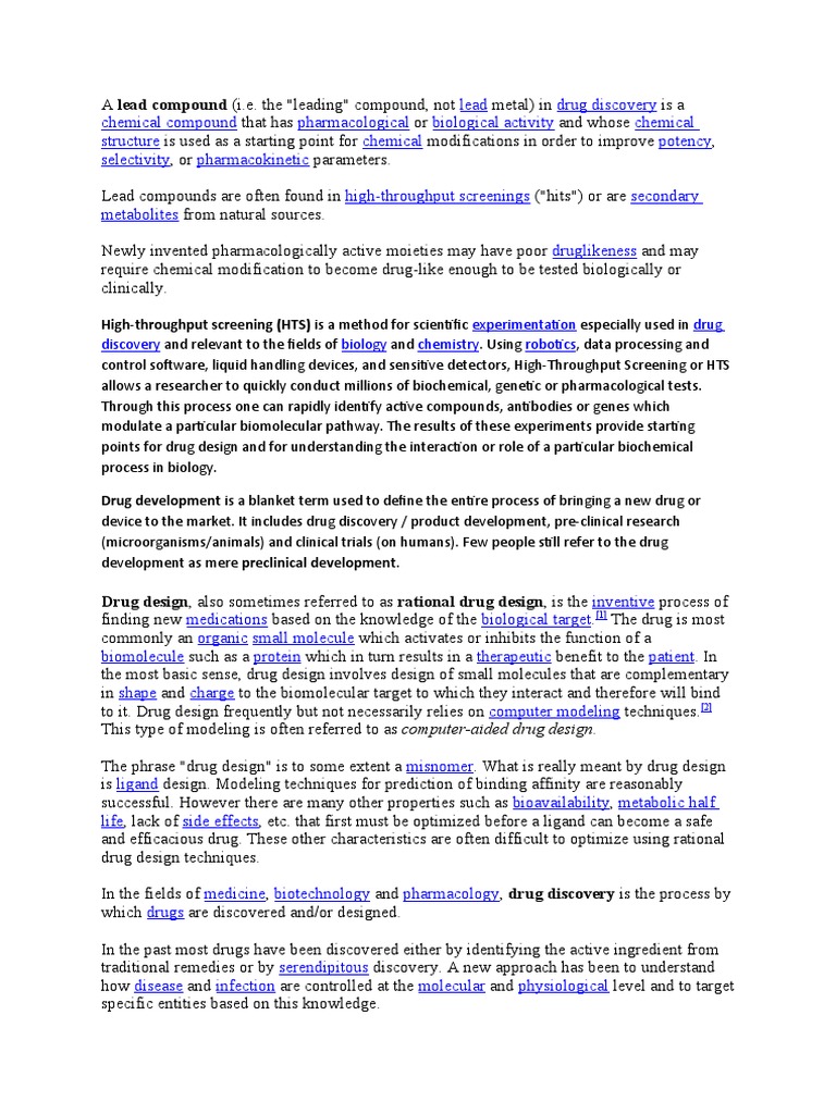 A Lead Compound | PDF | Drug Design | Drug Discovery
