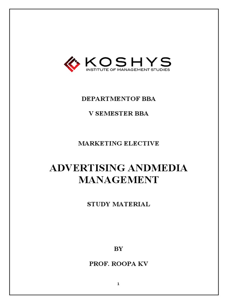 Module-1 Advertising (BBA) | Download Free PDF | Advertising | Marketing
