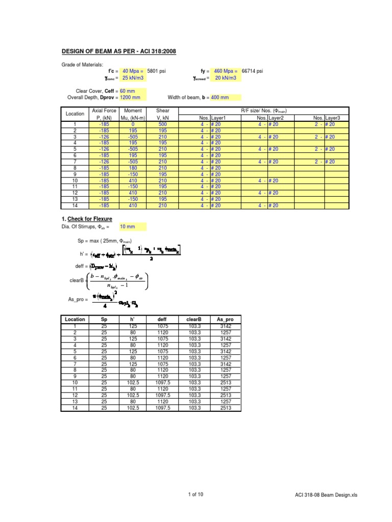 ACI 318-08 Beam Design | PDF | Chemical Product Engineering | Civil ...