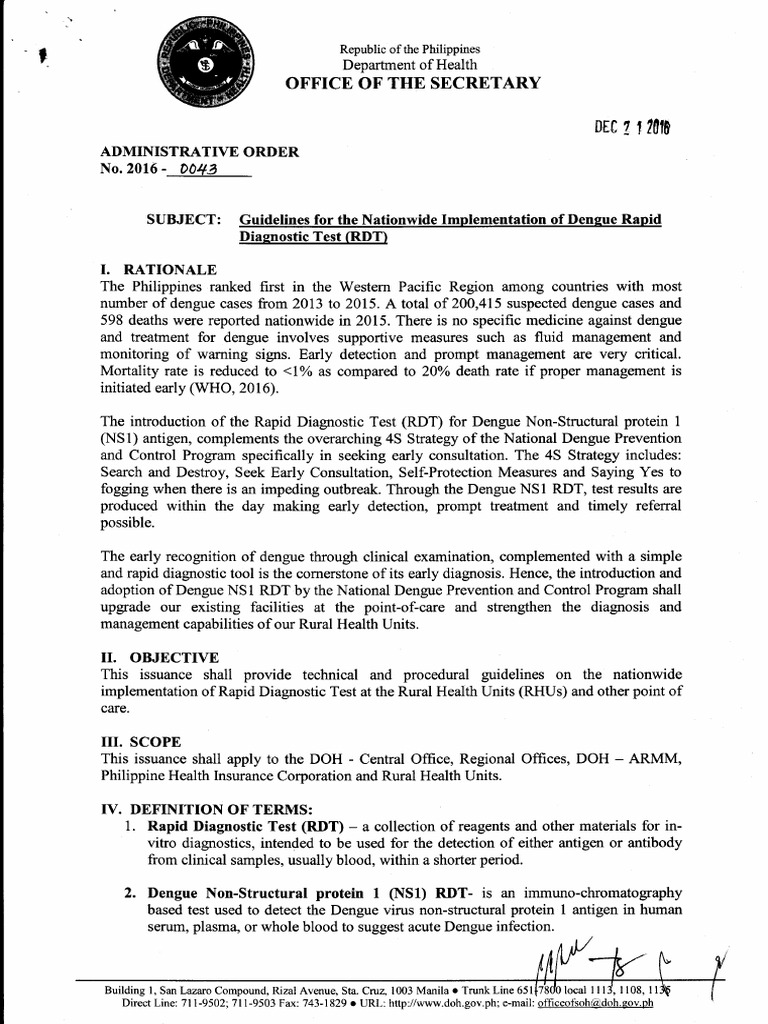 Guidelines for Dengue RDT Implementation | PDF | Blood Plasma | Medical ...