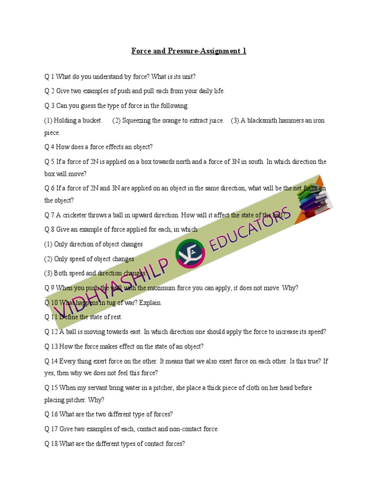 Force and Pressure Assignment 1 2020 | PDF | Atmosphere | Balloon