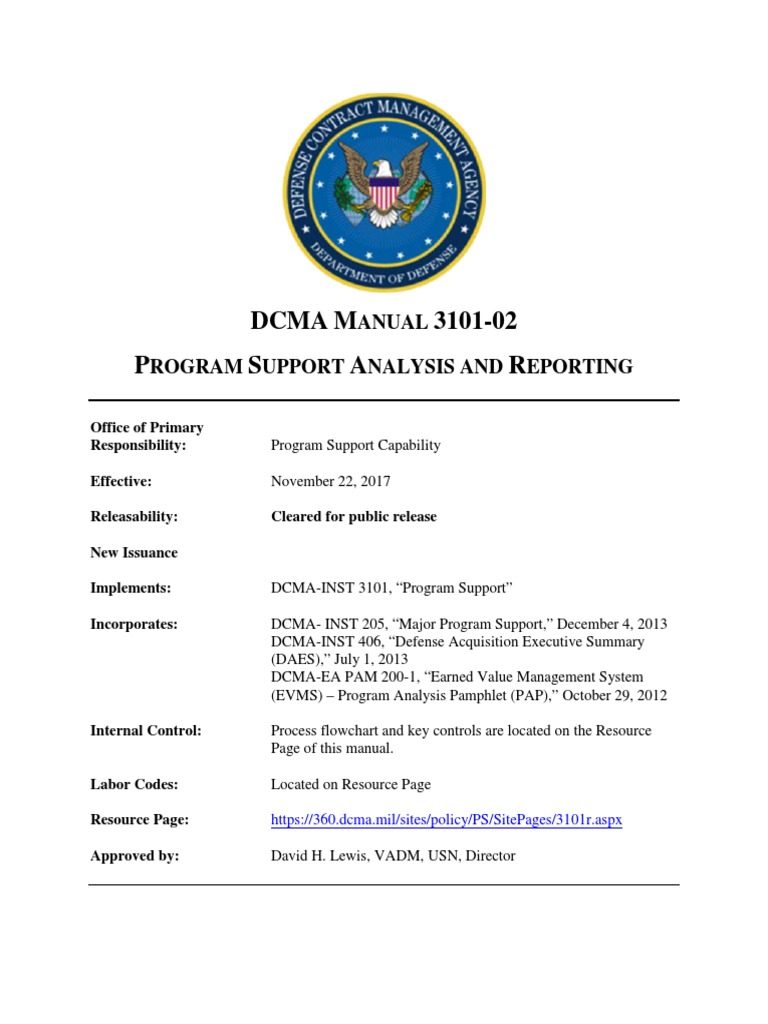 00 DCMA-MAN-3101-02 Program Support Analysis and Reporting PDF | PDF ...