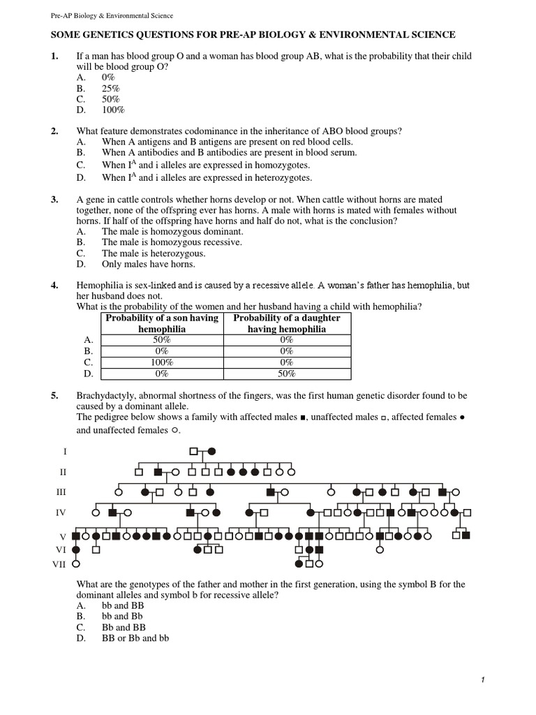 Genetics Questions To Prepare | PDF | Zygosity | Dominance (Genetics)