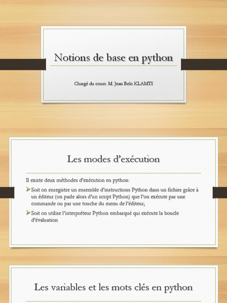 Chapitre 01 PDF | PDF | Variable (informatique) | Python (Langage de ...