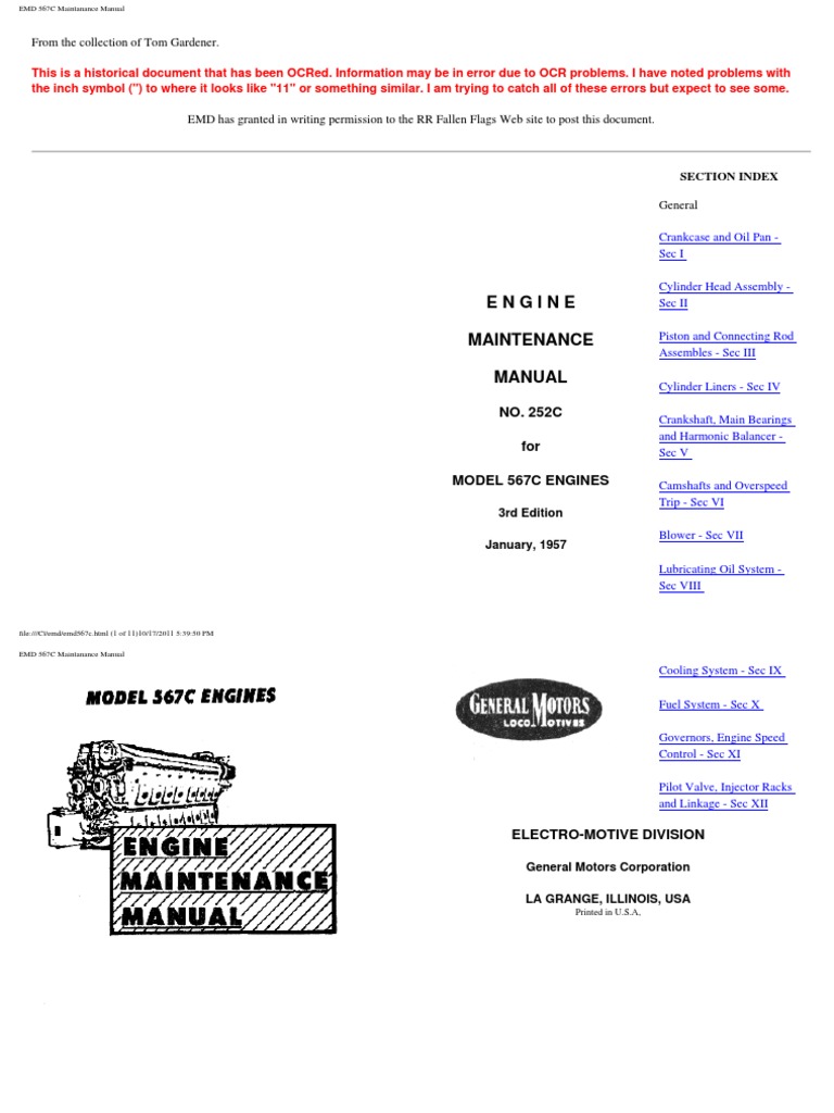 Manual EMD 567C PDF | PDF | Internal Combustion Engine | Piston