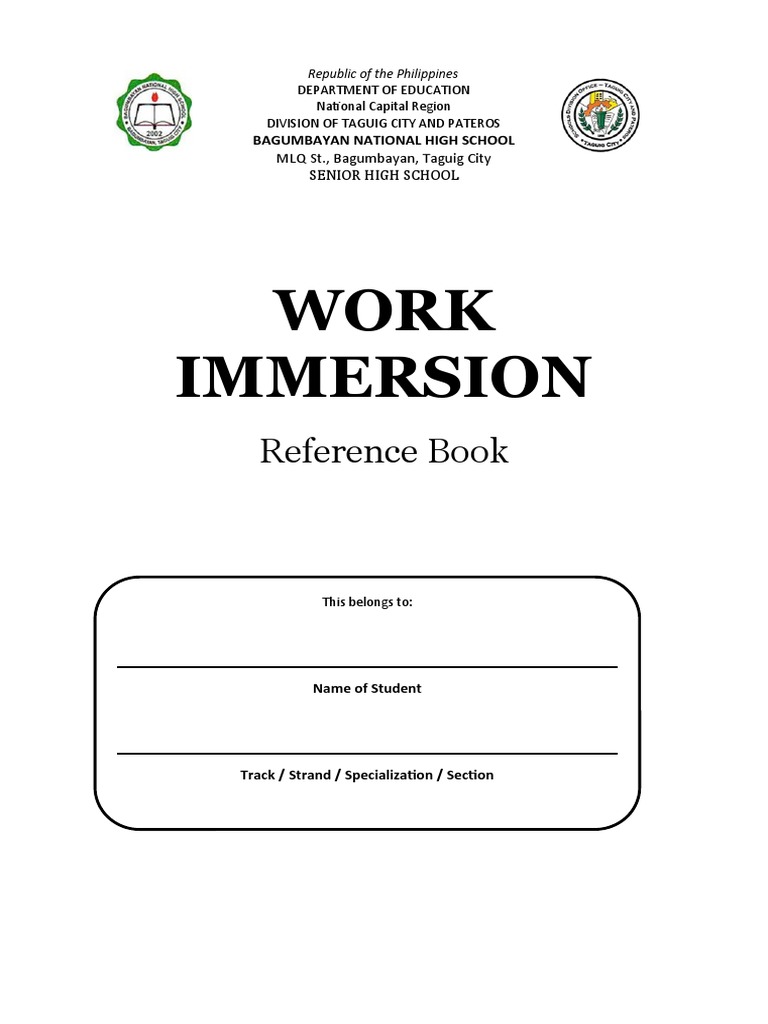 Work Immersion Reference Book | PDF | Metro Manila | Business