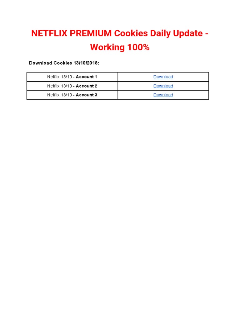 NETFLIX PREMIUM Cookies Daily Update - Working 100% | PDF