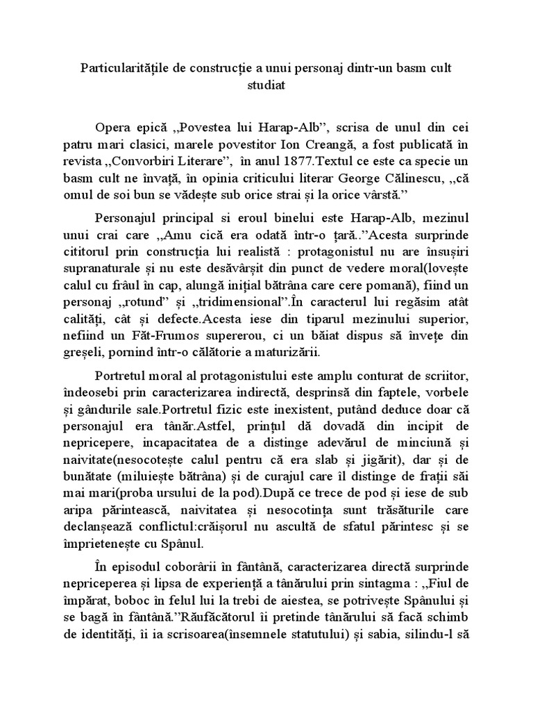 Harap Alb Eseu Bac | PDF