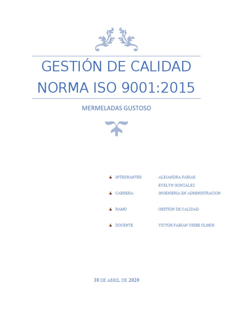 Informe Gestion de Calidad | PDF | Calidad (comercial) | Sistema de ...