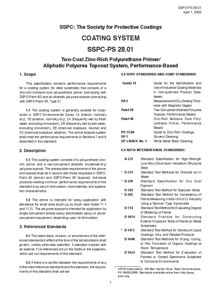 Coating System SSPC-PS 28.01: SSPC: The Society For Protective Coatings ...