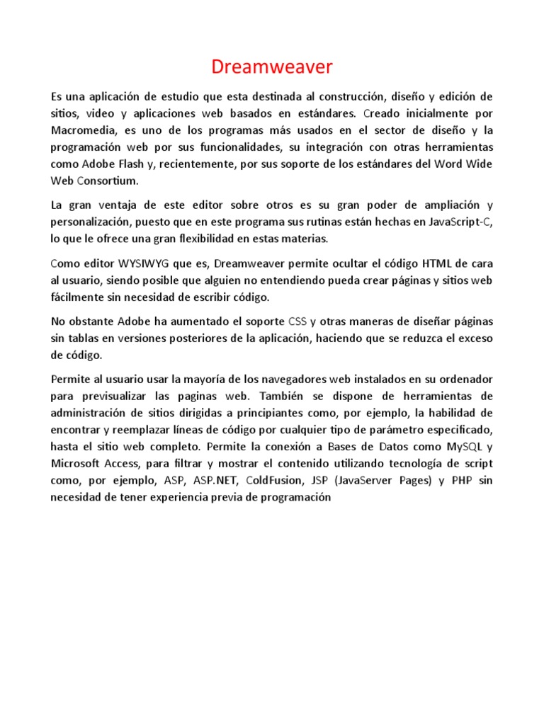 Dreamweaver | PDF | Adobe Dreamweaver | Software