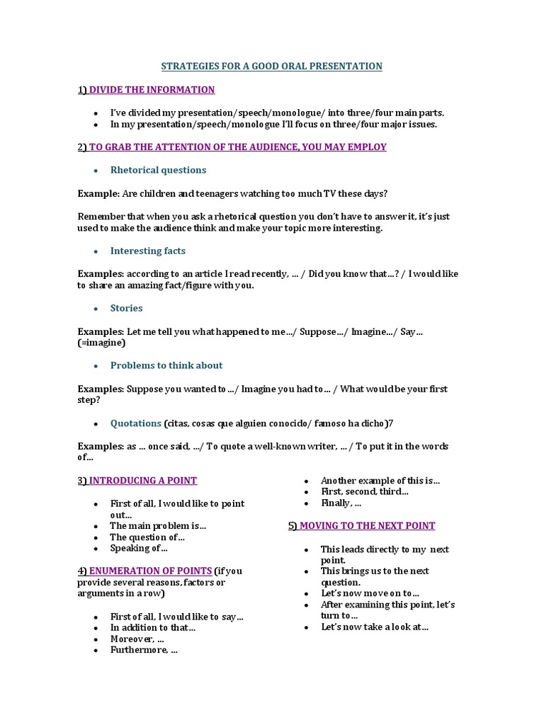 Strategies For A Good Oral Presentation | PDF | Epistemology | Cognition