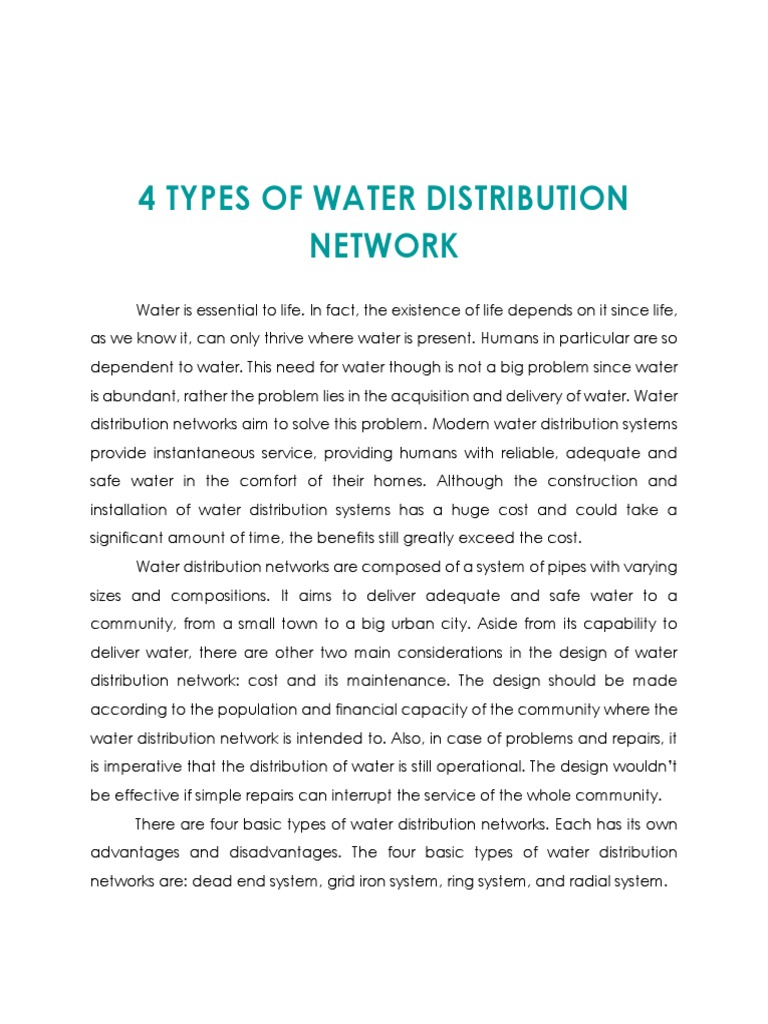 4 Types of Water Distribution Network Designs | PDF | Water | Economies