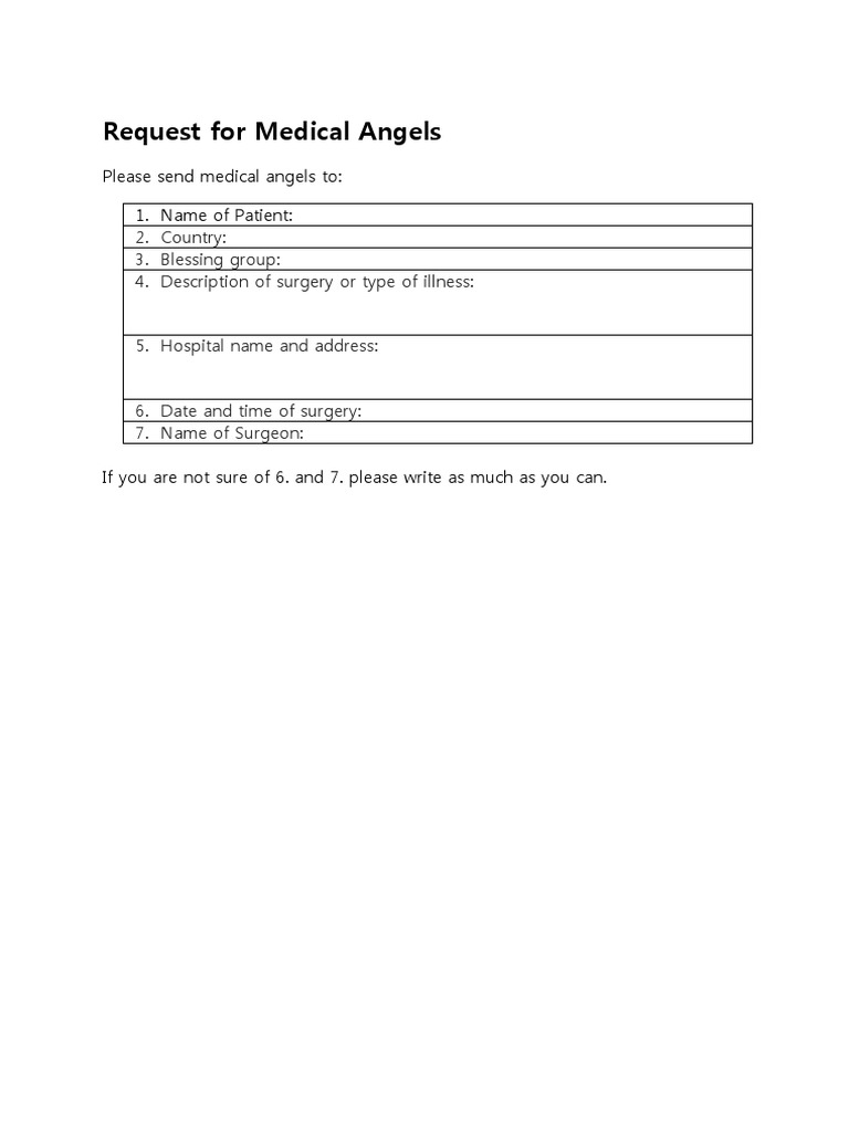 Request For Medical Angels Form | PDF